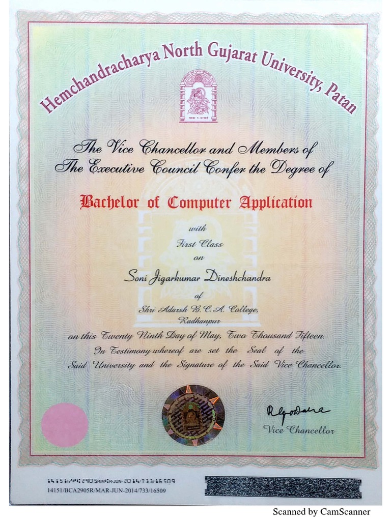 BCA Certificate - Page 1 | PDF