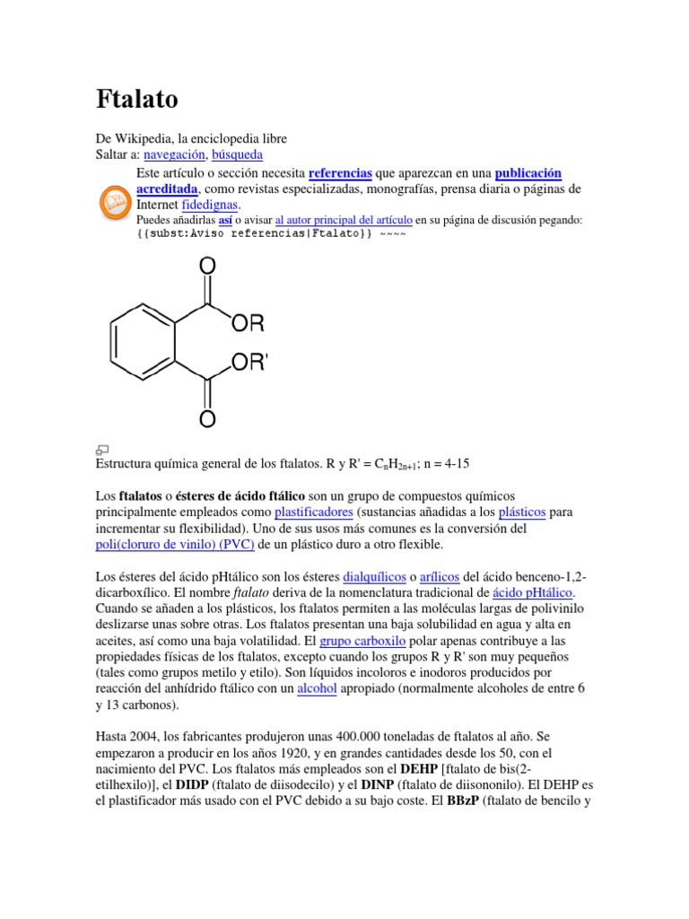 Ftalato | Descargar gratis PDF | Sustancias químicas | Productos quimicos