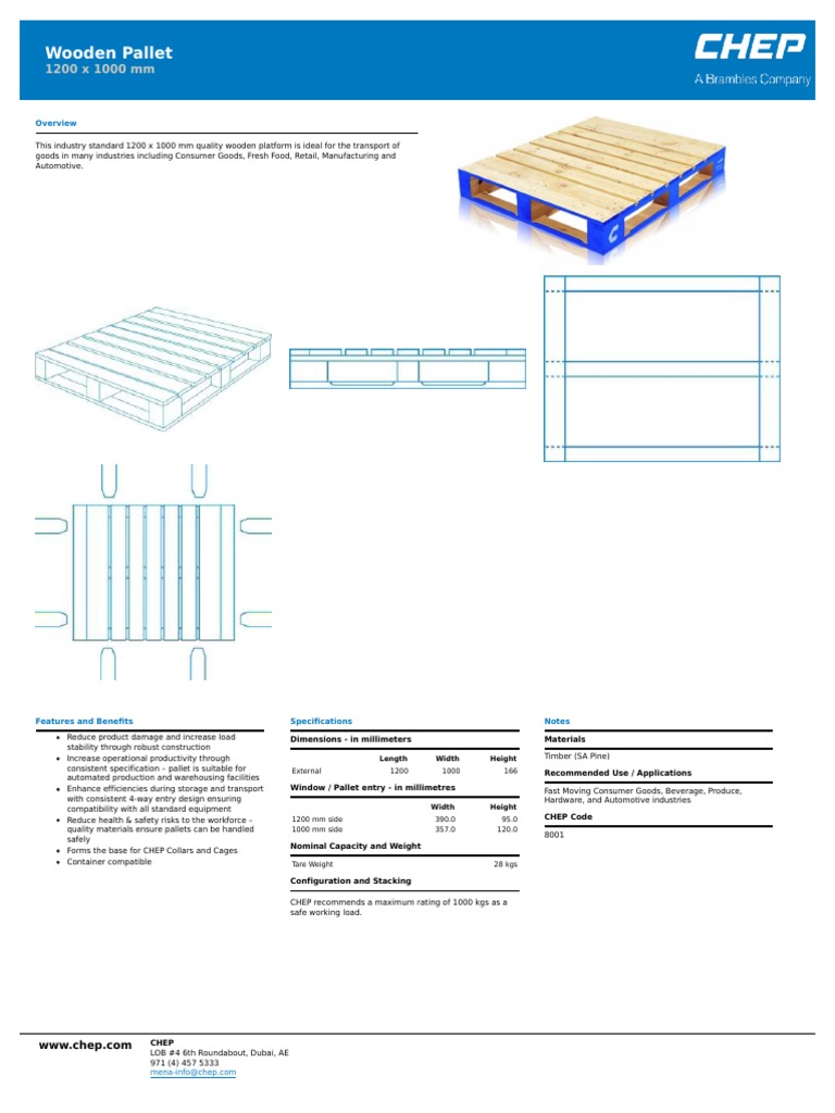 Standard 1200 x 1000 Wooden Pallet Specs | PDF | Pallet | Warehouse