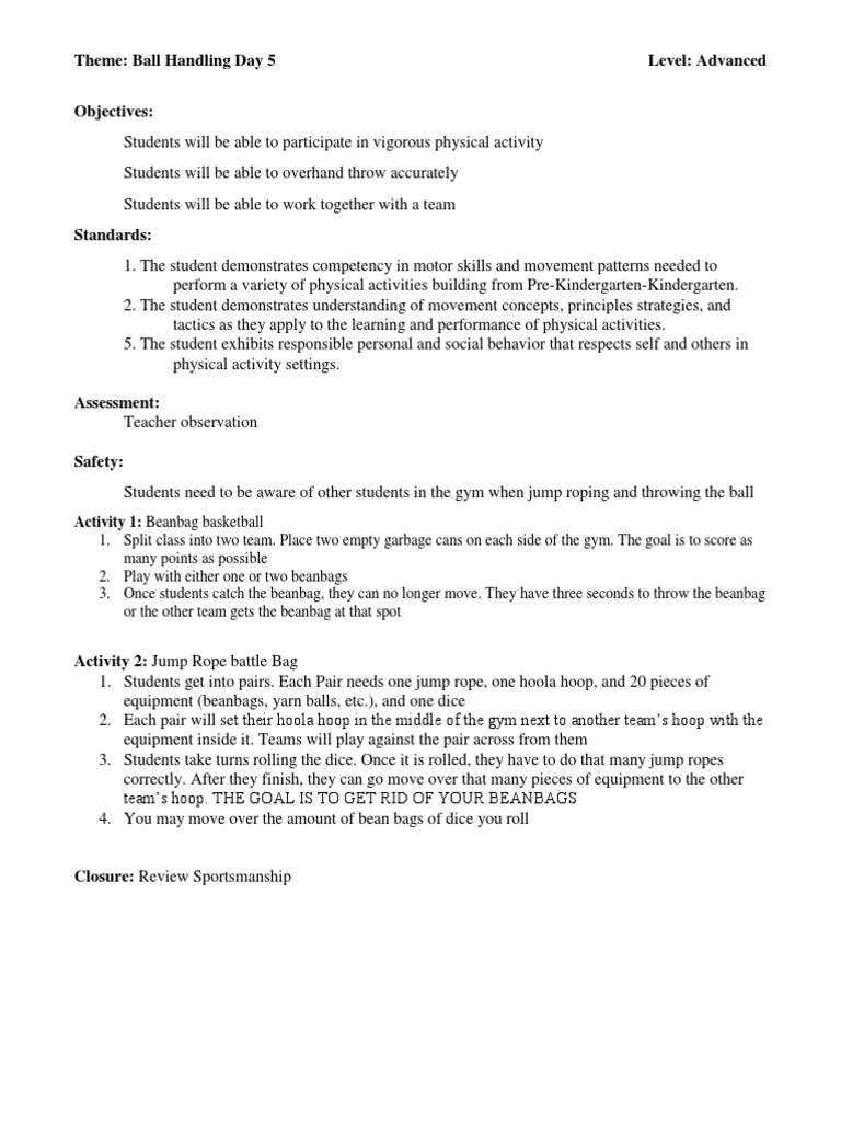 Advanced Ball Handling Activities | PDF | Career & Growth | Self ...