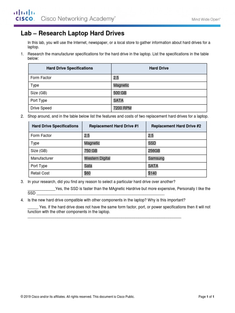 Adam Gamal 9.3.2.7 Lab - Research Laptop Hard Drives | PDF