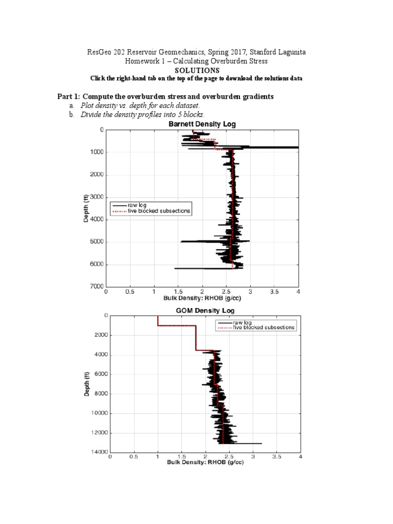 Part 1: Compute The Overburden Stress and Overburden Gradients | PDF