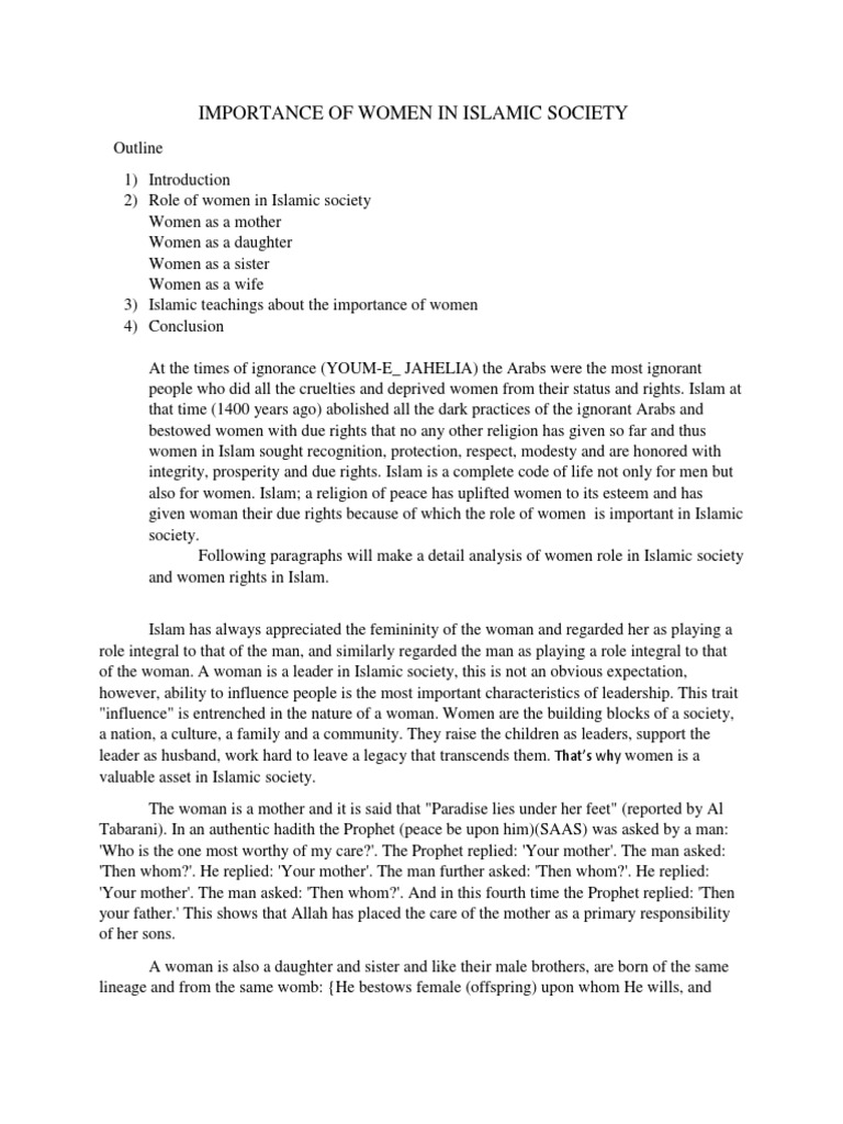Importance of Women in Islamic Society: That's Why | PDF | God In Islam ...