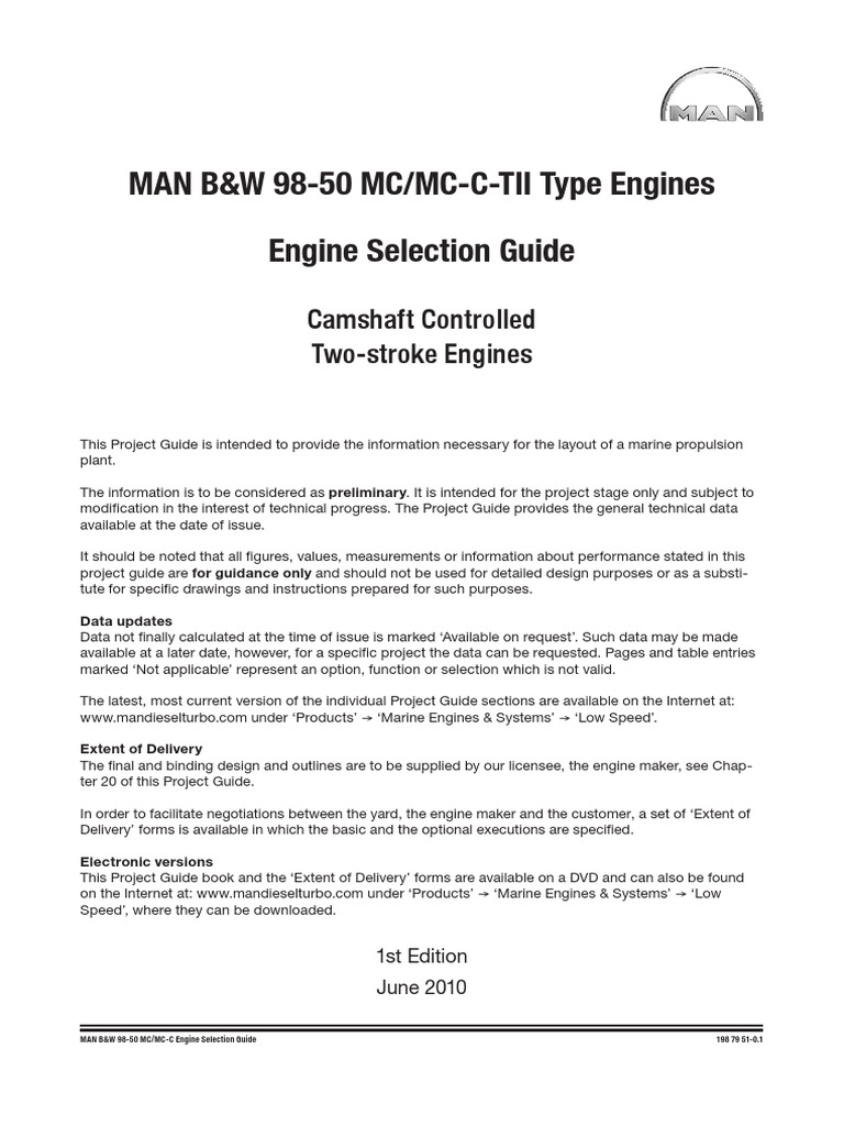 MAN B&W 98-50 MC/MC C-TII Type Engines Engine Selection Guide | PDF