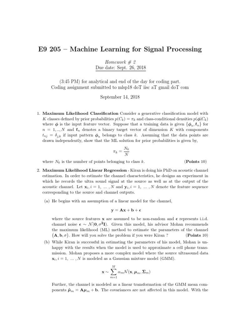 E9 205 - Machine Learning For Signal Processing | PDF | Artificial ...