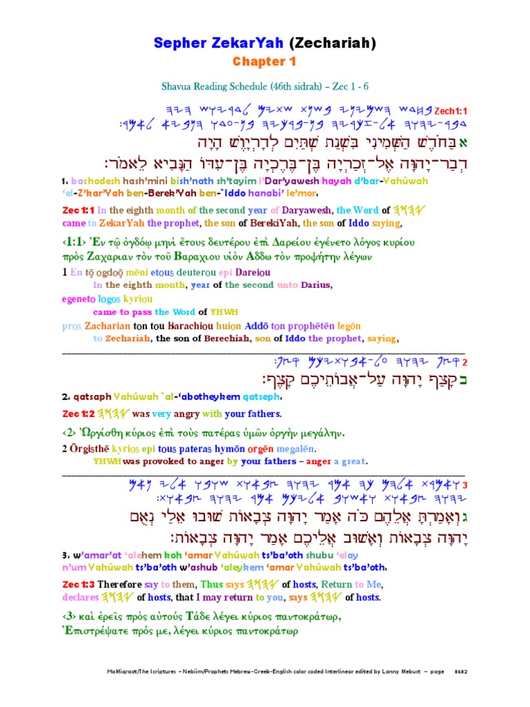 25 The Scriptures. Old Testament. Hebrew-Greek-English Color Coded ...