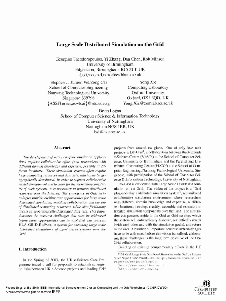 Large Scale Distributed Simulation On The Grid Pdf Grid Computing Application Programming