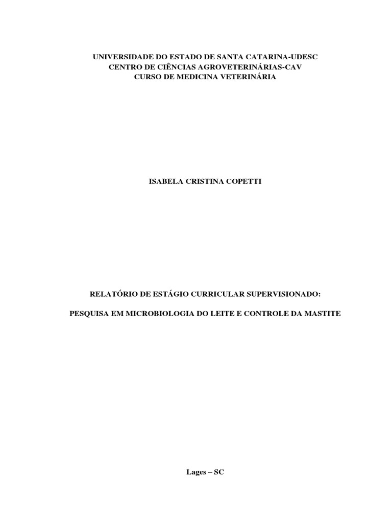 Relatório de Estagio Final - Isabela Copetti Corrigido | PDF | Medicina ...