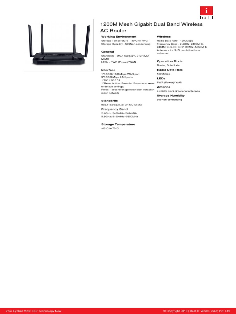 1200M Mesh Gigabit Dual Band Wireless AC Router | PDF | Ieee 802.11 ...