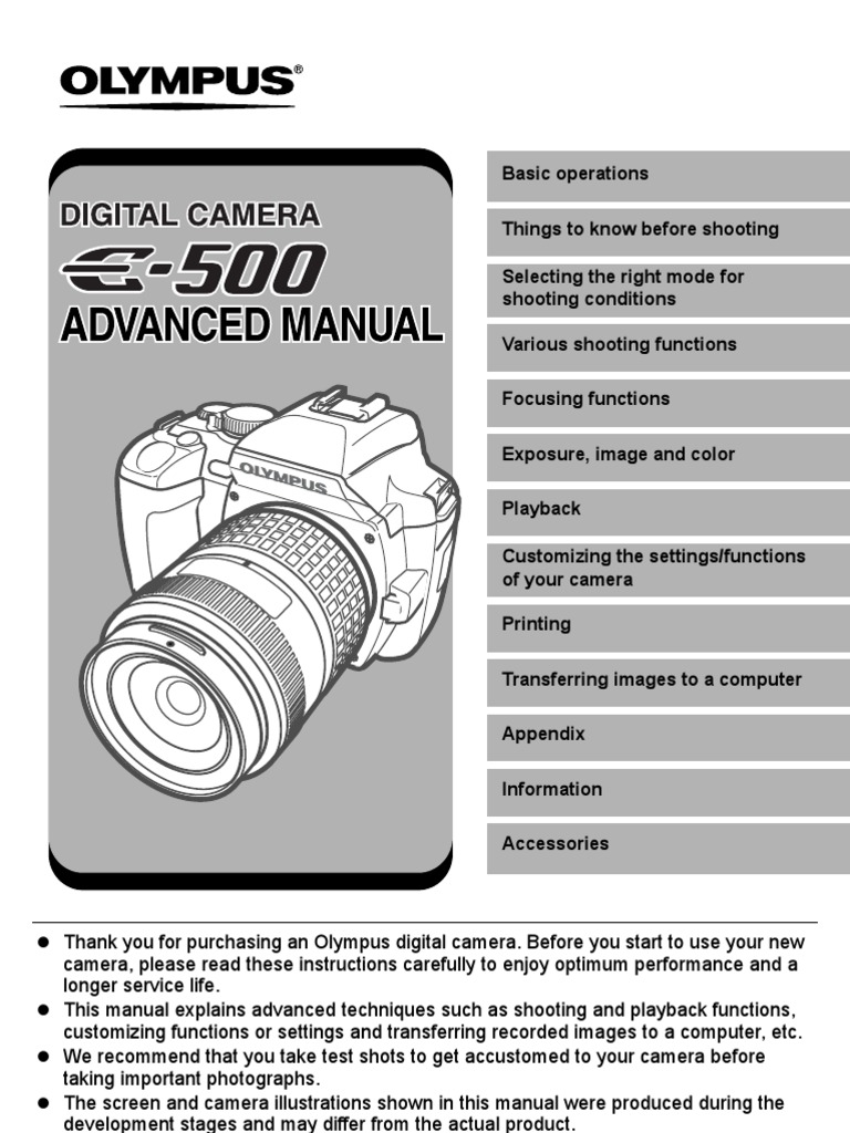 Olympus E500 ENGLISH Manual | PDF | Exposure (Photography) | Computer Monitor