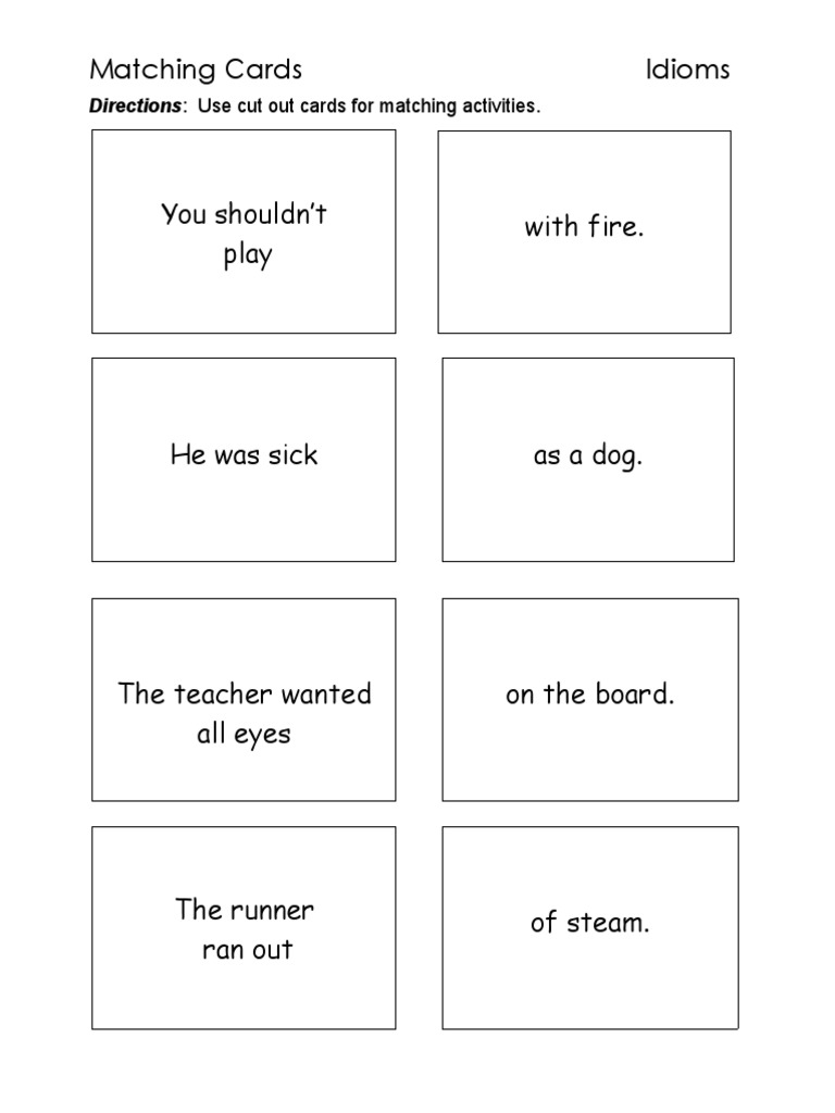 Idiom Matching Card Game | PDF