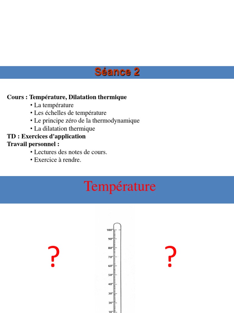 Séance 2 | PDF | Température | Thermomètre
