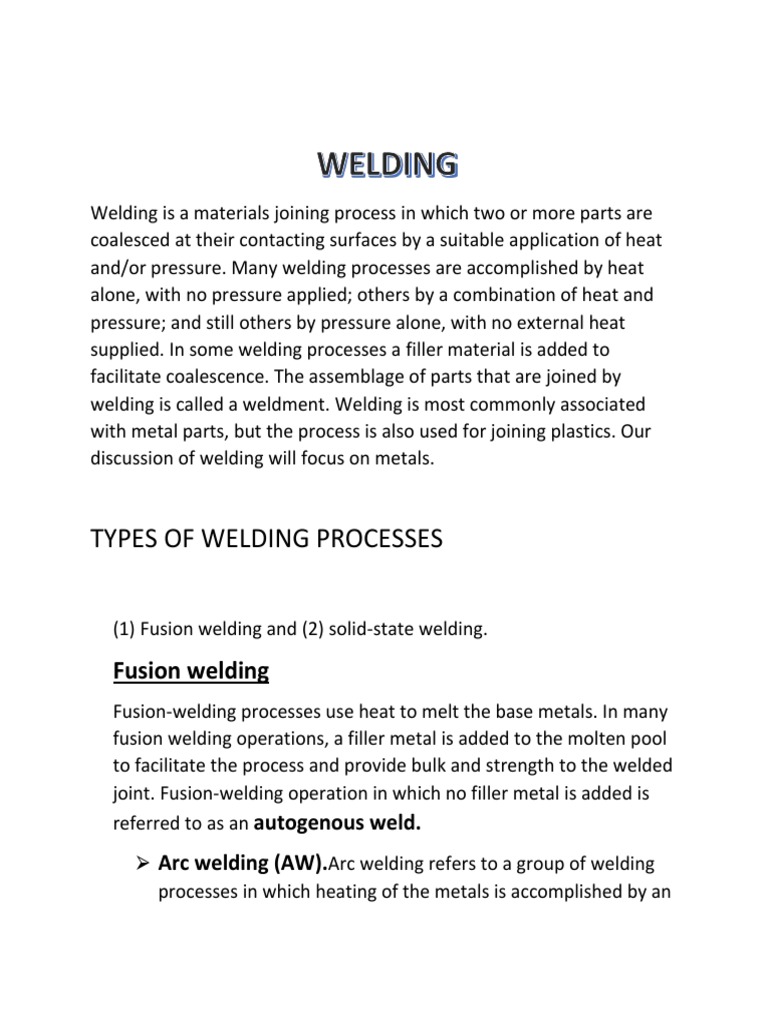 Types of Welding Processes | PDF | Welding | Construction