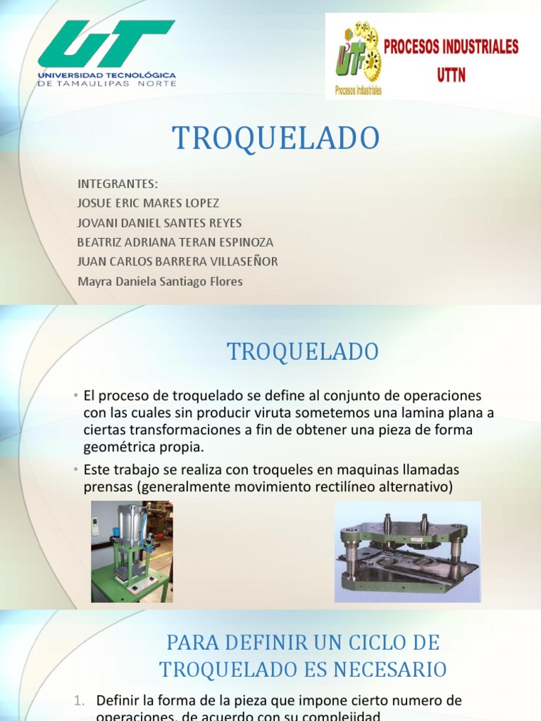 Troquelado | PDF | Materiales de construcción | Procesos industriales