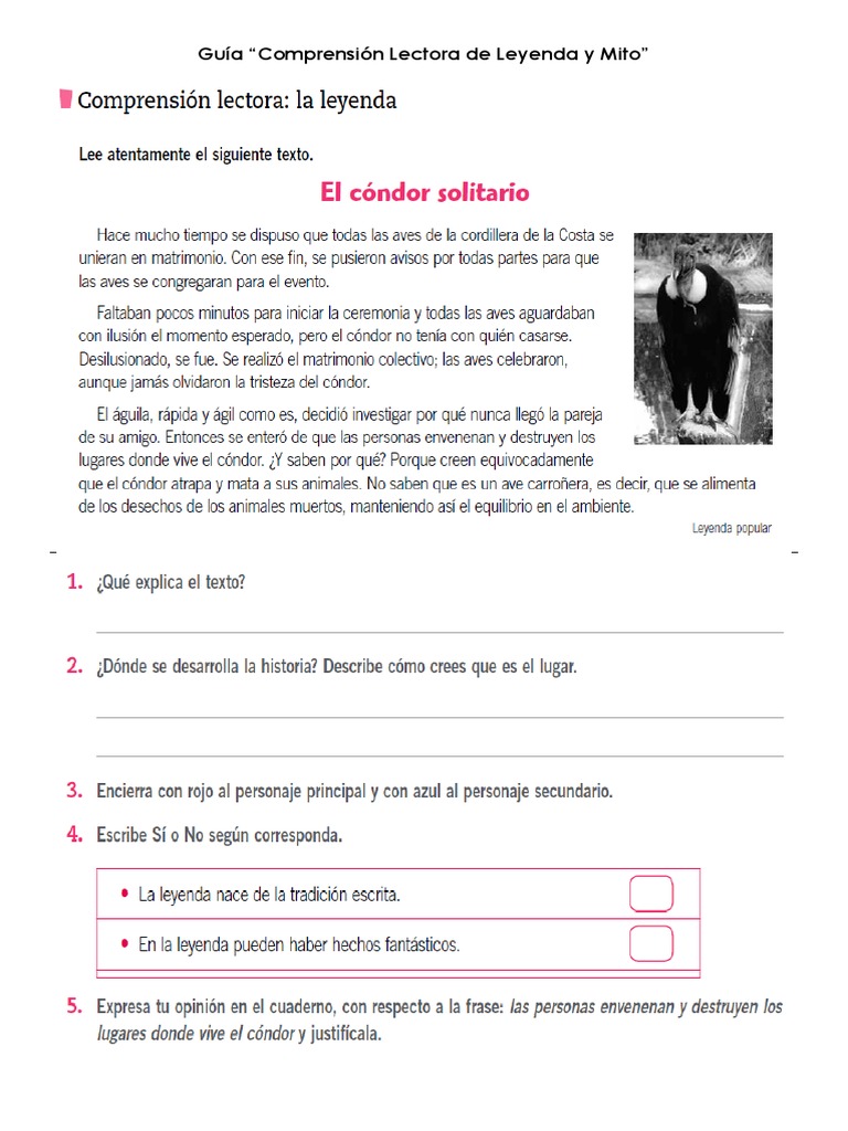 Guía - Comprensión Lectora de Leyenda y Mito | PDF | Historia