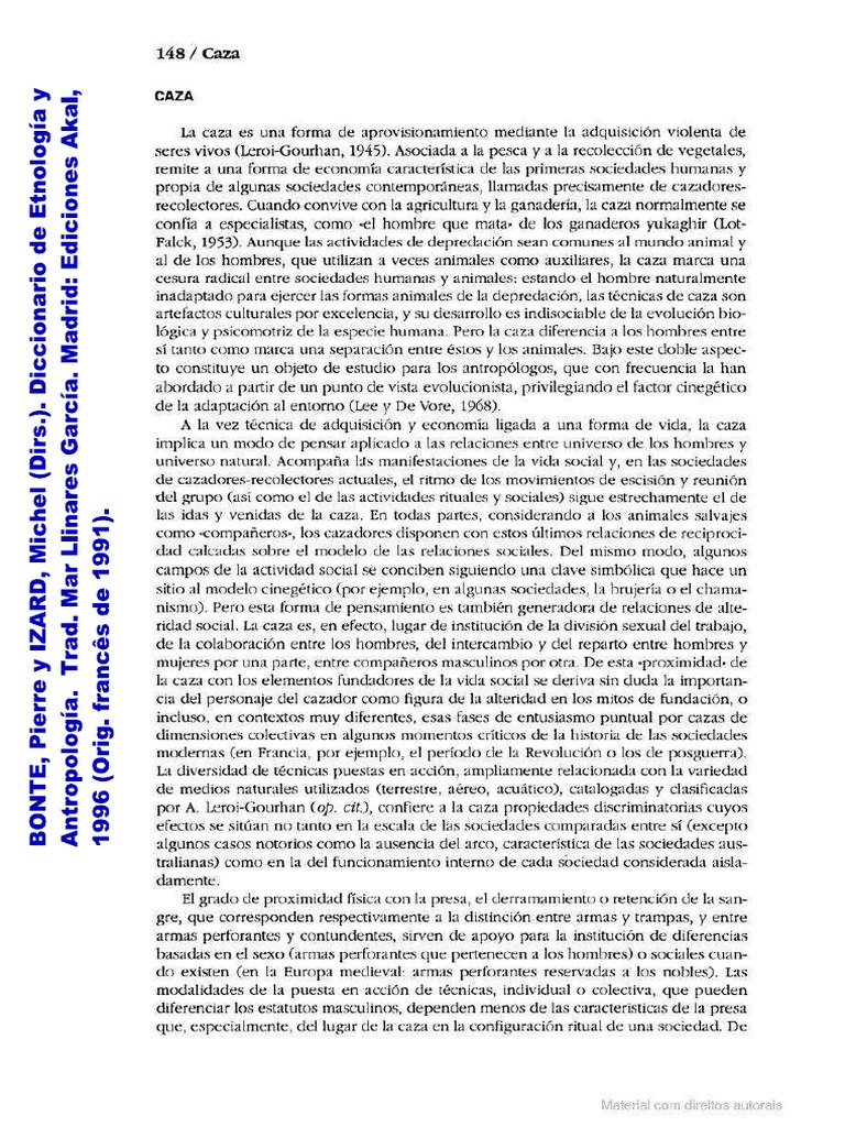 TESTART, Alain. Cazadores-Recolectores (In BONTE y IZARD. Diccionario ...