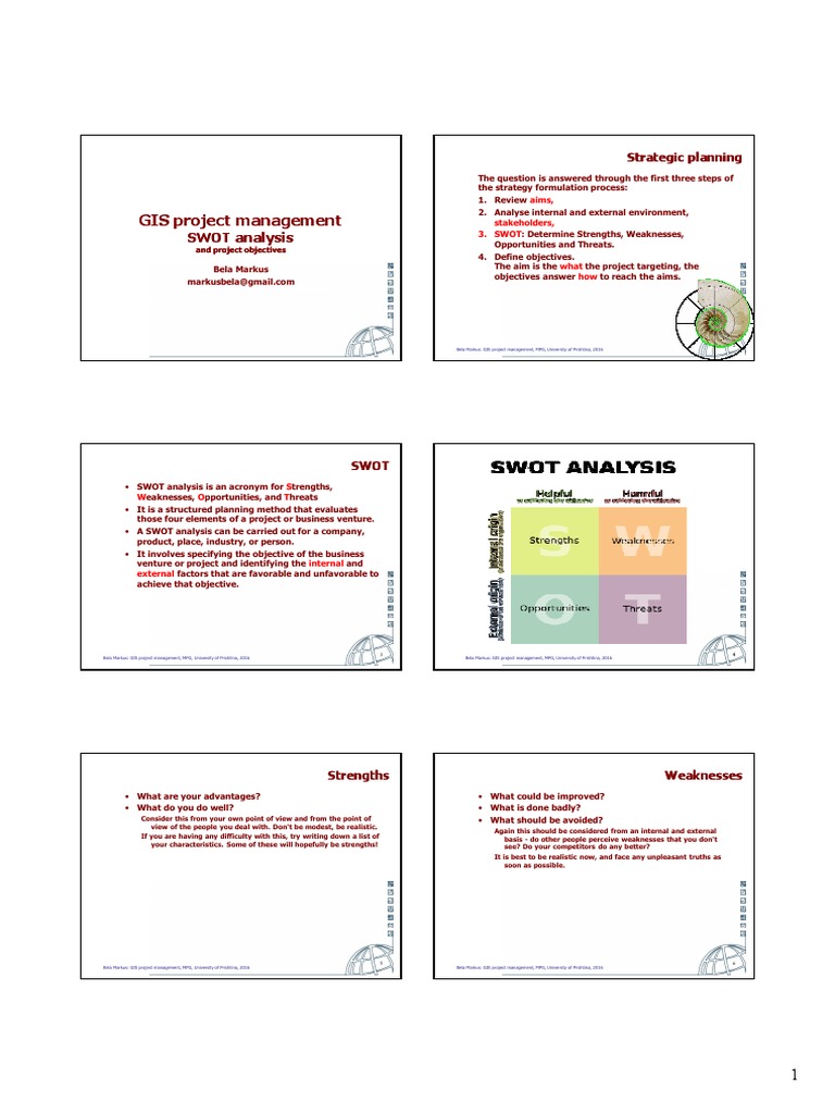 GIS Project Management GIS Project Management: SWOT Analysis SWOT ...