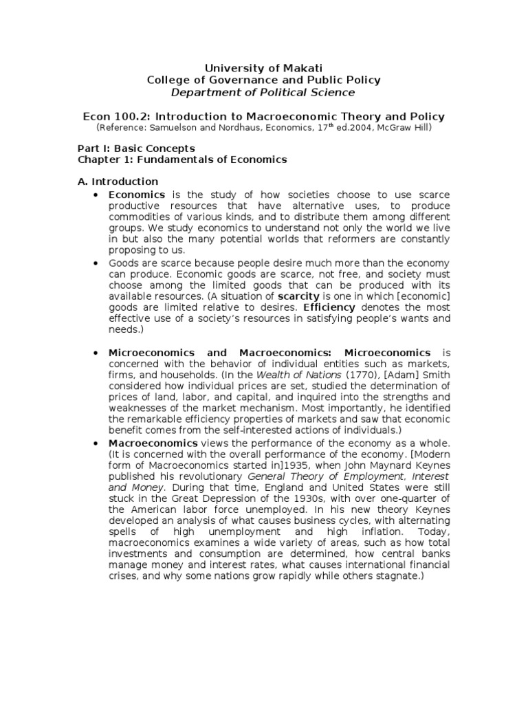 Understanding the Foundations of Macroeconomics: An Introduction to Key Economic Concepts and ...