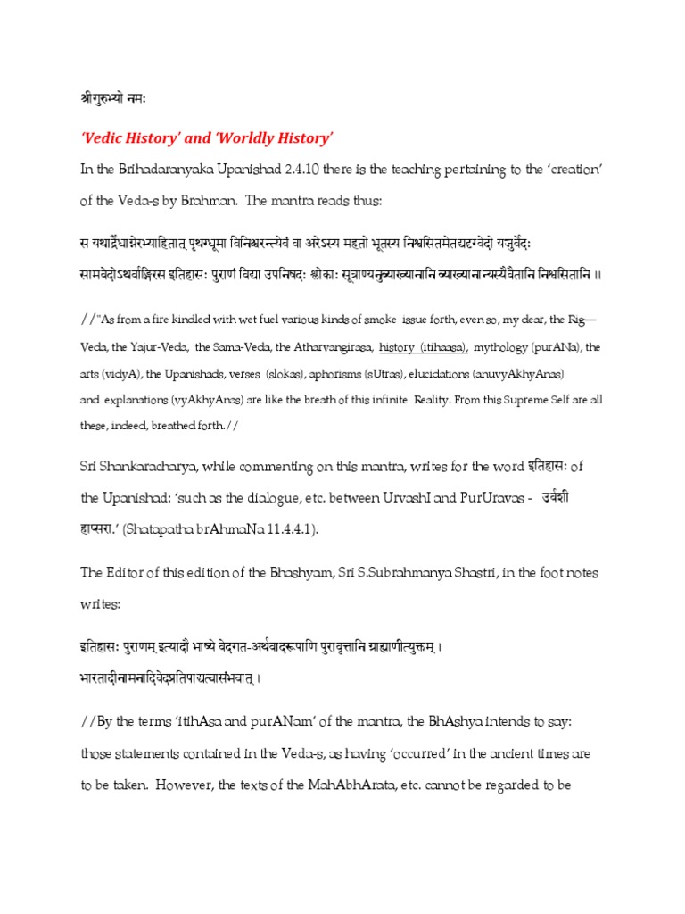 Vedic and World History | Download Free PDF | Vedas | Upanishads