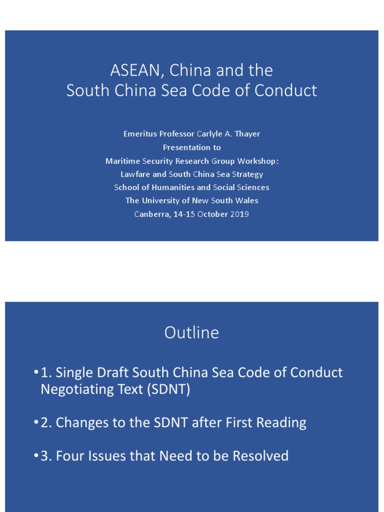 Thayer, ASEAN, China and The South China Sea Code of Conduct | PDF ...