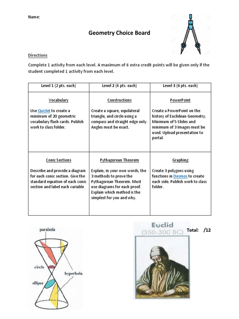 Geometry Choice Board Activities Guide | PDF | Science & Mathematics ...