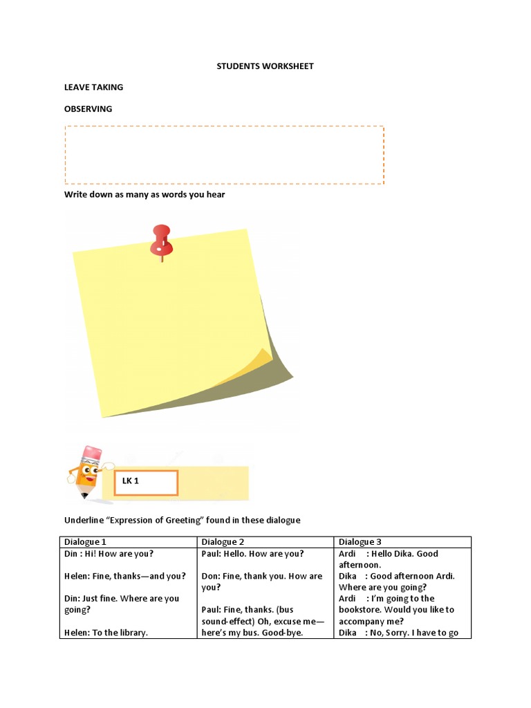 Leave-Taking Expressions Worksheet | PDF | Foreign Language Studies