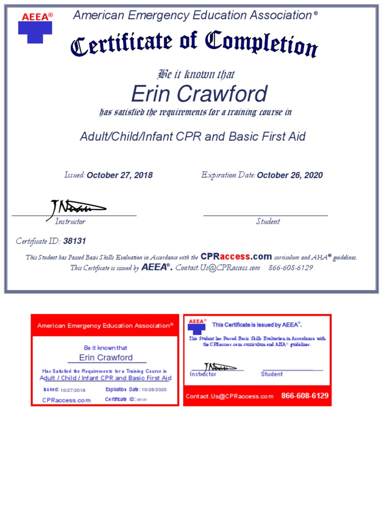 CPR and First Aid Certification | PDF | Career & Growth | Finance ...