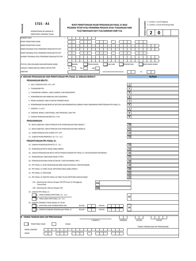Formulir Pajak PPh Pasal 21 | PDF