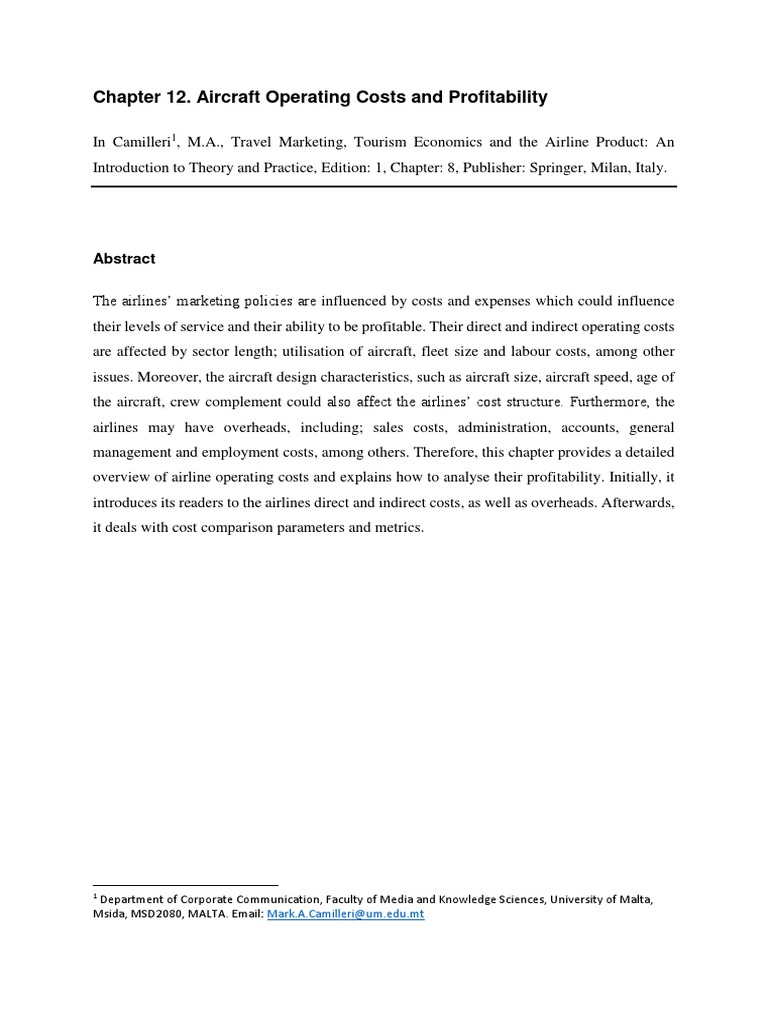 Aircraft Operating Costs and Profitabili | PDF