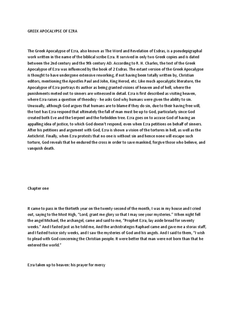 Greek Apocalypse of Ezra | PDF | Religious Belief And Doctrine | Mythology