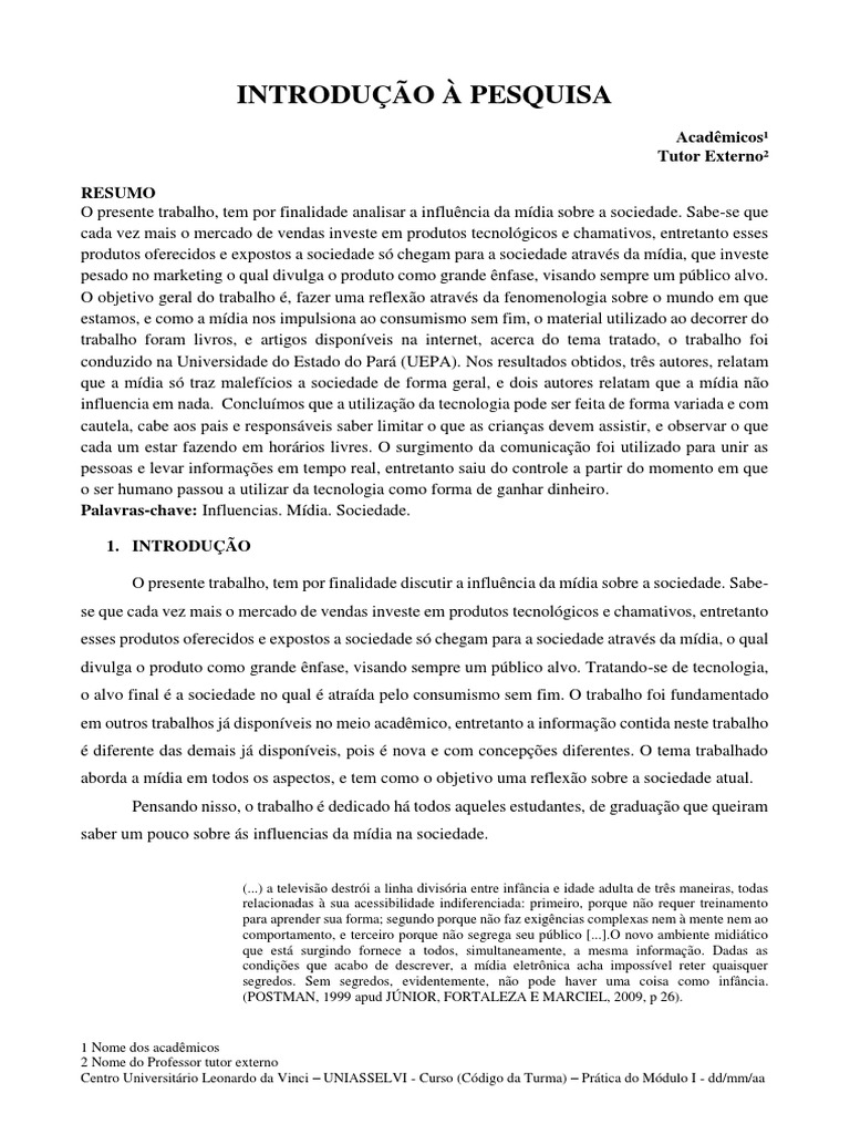 Modelo de Paper - 2018 | PDF | Citação | Science