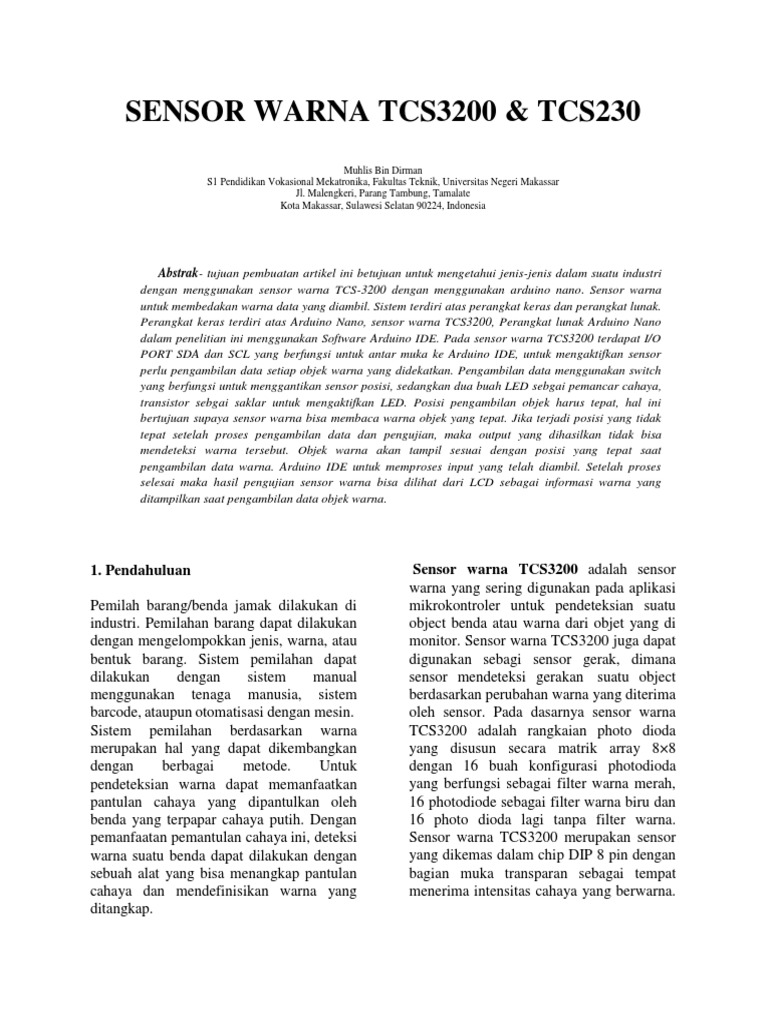 Sensor Warna Tcs3200 | PDF