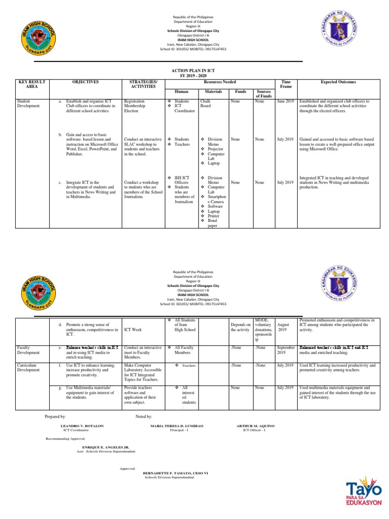ICT Action Plan | PDF | Educational Technology | Multimedia