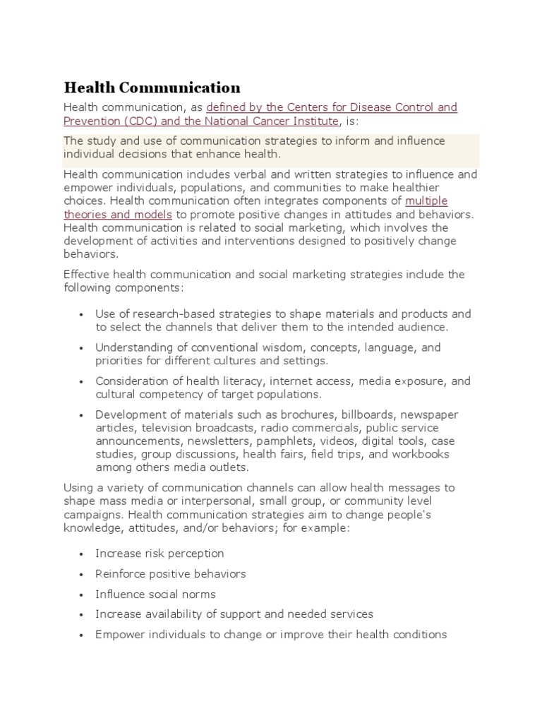 Health Communication | PDF | Public Health | Communication