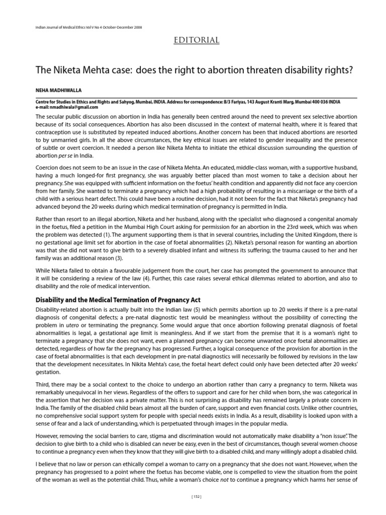 The Niketa Mehta Case: Does The Right To Abortion Threaten Disability ...