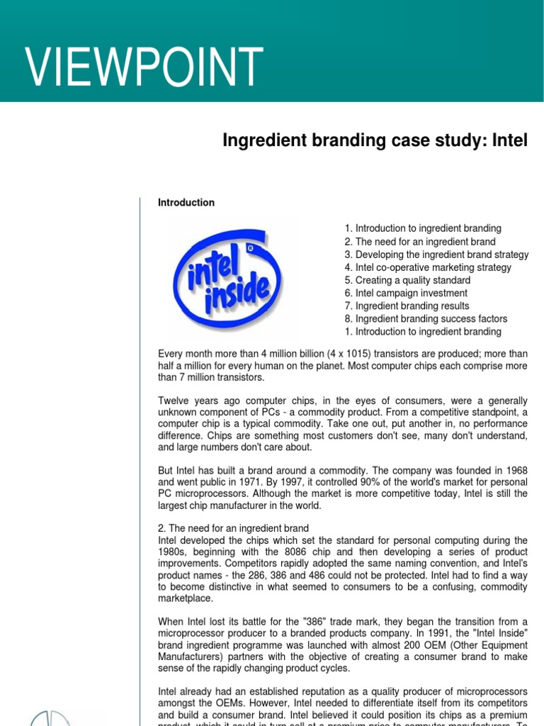 360-Ingredient Branding Case Study Intel | PDF | Intel | Integrated Circuit