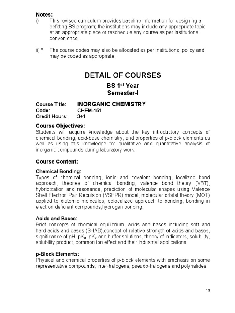 BS CHEMISTRY - 1st Year - Semester I - Organic Chemistry | PDF ...