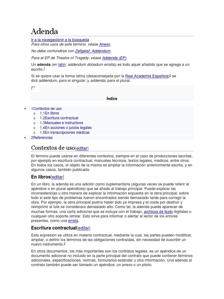 Adenda | Descargar gratis PDF | Apéndice | Documento