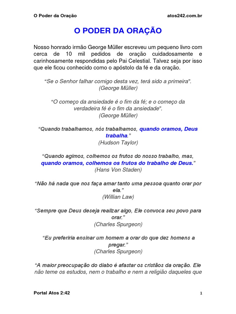 O Poder Da Oracao | PDF | Oração | Deus