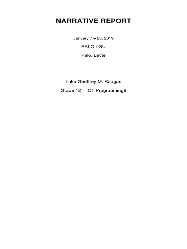 Narrative Report Samples | PDF