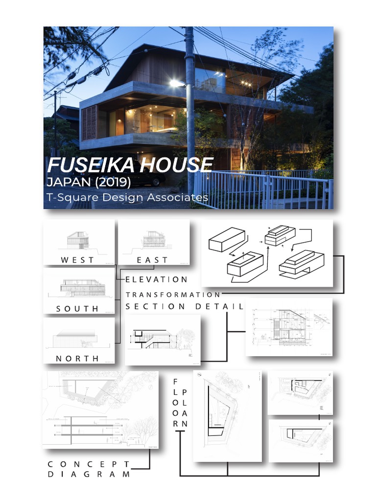 Layout Grafis Arsitektur, Fuseika House, Japan | PDF