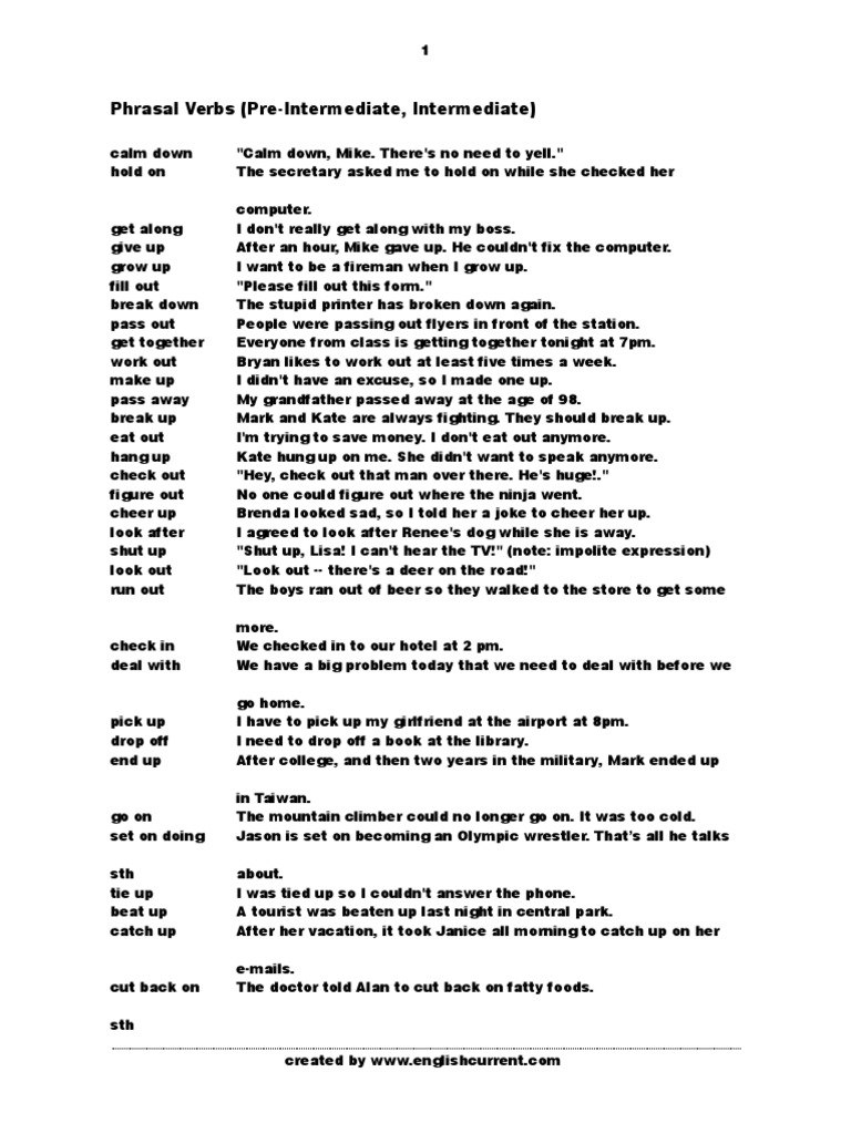 EC Phrasal Verbs Intermediate List | PDF