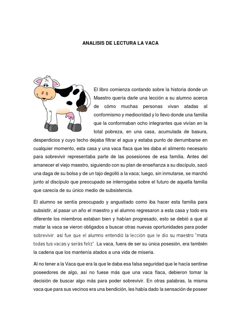 Analisis de Lectura La Vaca | PDF | Vacas | Pobreza