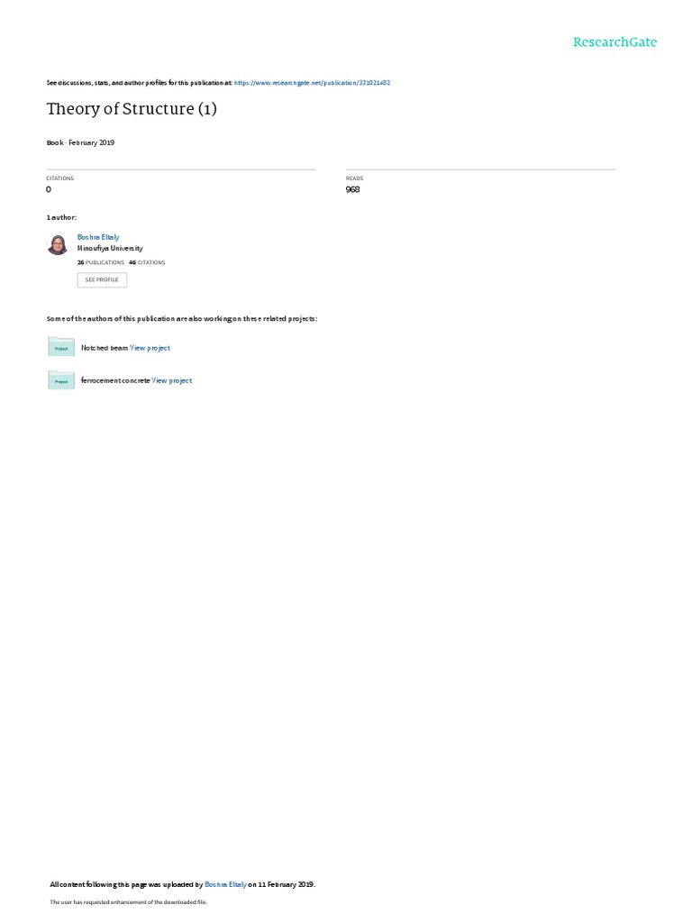 Theory of Structures (TOS) | PDF | Bending | Beam (Structure)