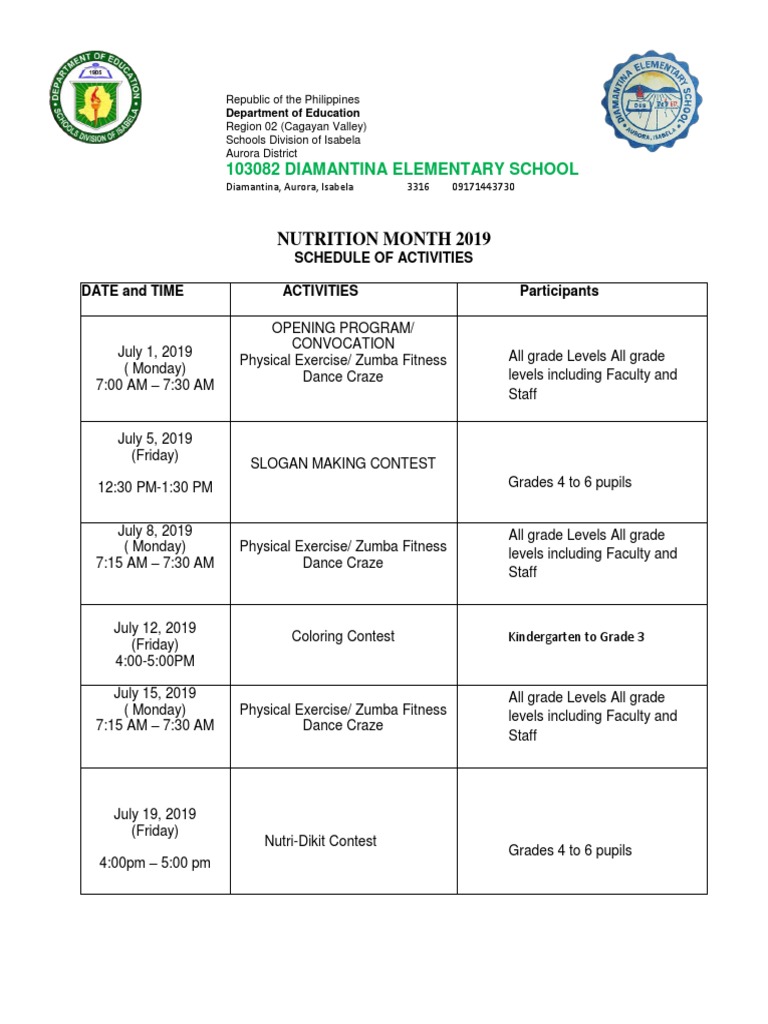 270F683605 ACTIVITY Design Nutrition Month | PDF | Learning | Schools
