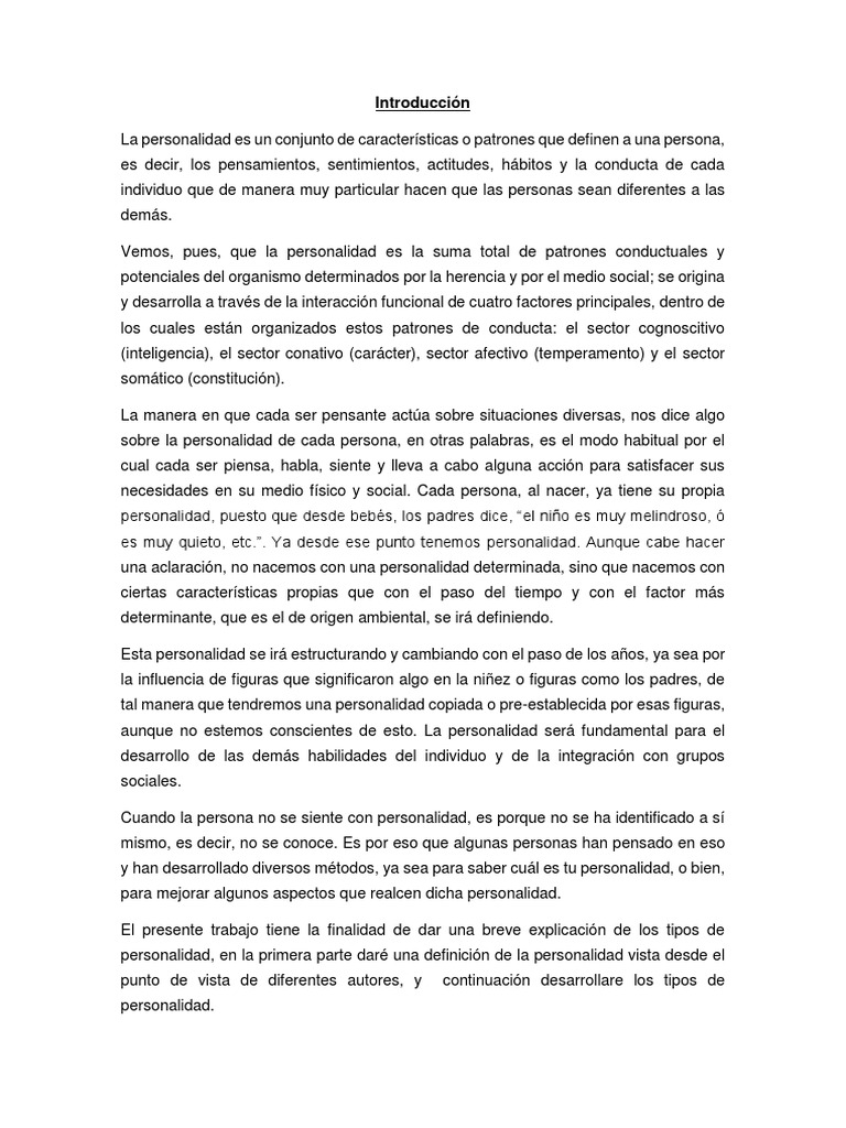 Tipos de Personalidad | PDF | Temperamento | Comportamiento