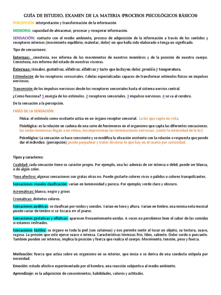 Guia para Estudiar PPB | PDF | Atención | Percepción