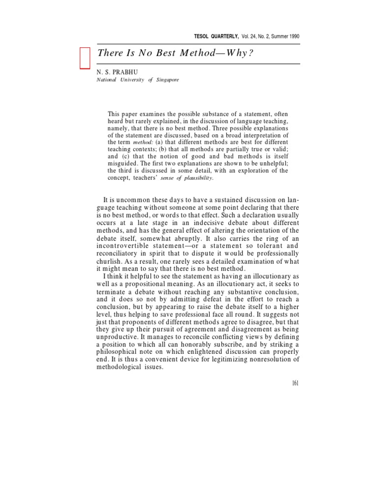 There Is No Best Method - Why | PDF | Truth | Teachers