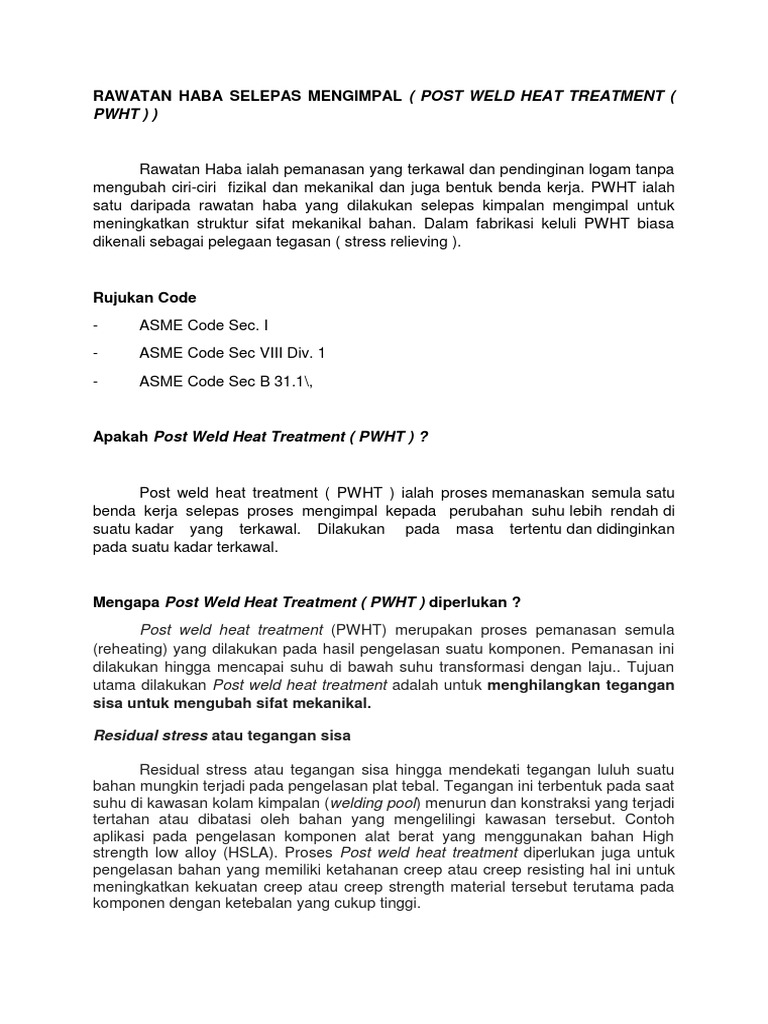 Rawatan Haba Selepas Mengimpal | PDF | Sains & Matematika | Teknologi ...