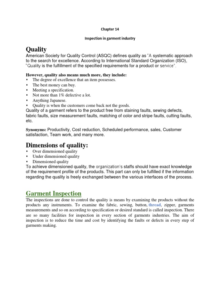 Garment Inspection | PDF | Yarn | Seam (Sewing)